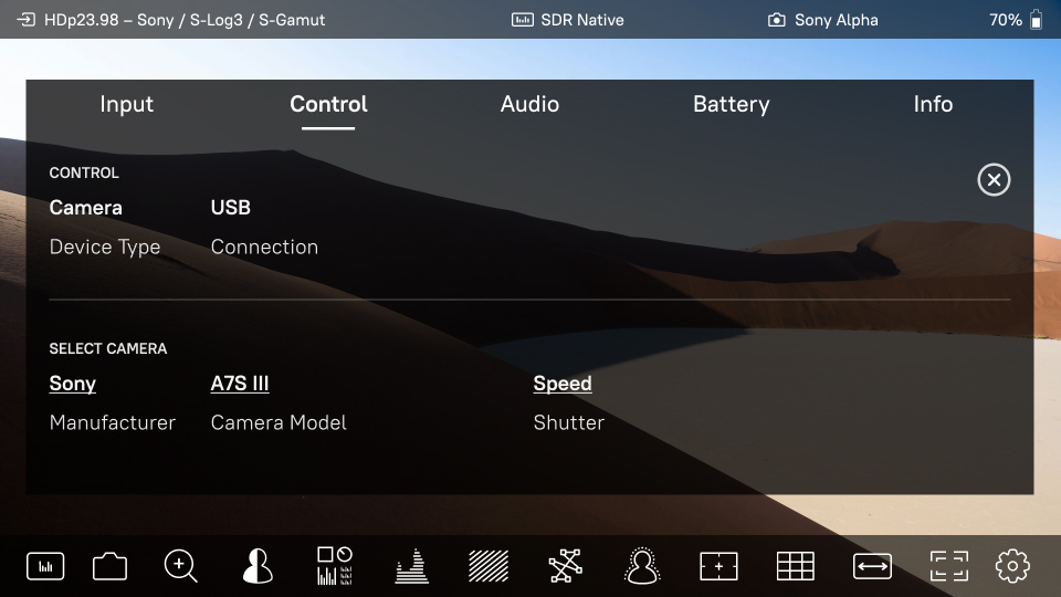 Control Menu – Support - Atomos